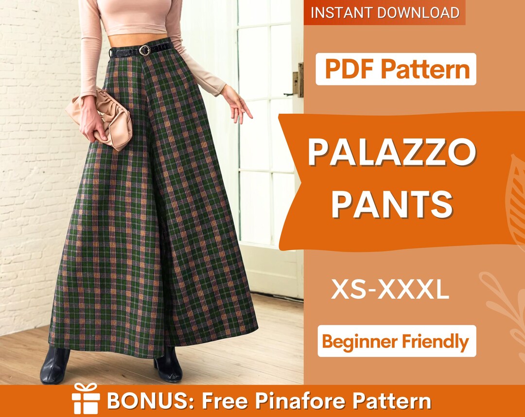Palazzo Pants Pattern | Women Pants Sewing Pattern | Wide Leg Pants Pattern | Pants Pattern ...