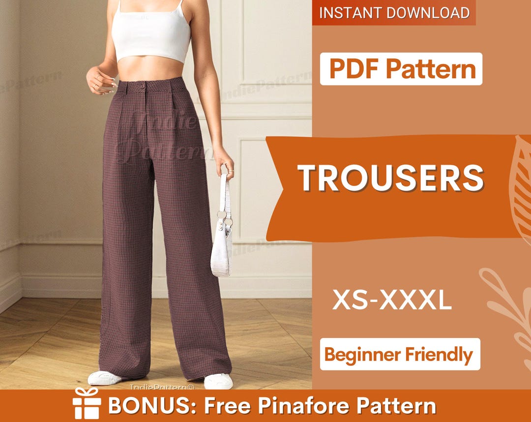 Pants Pattern for Women XS-XXXL Sewing Patterns Trousers Sewing Pattern ...
