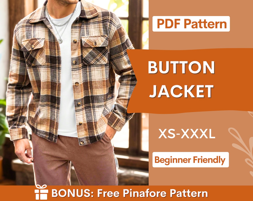 Jacket Pattern for Men, Men Sewing Pattern, Shirt Jacket Pattern, Shirt ...