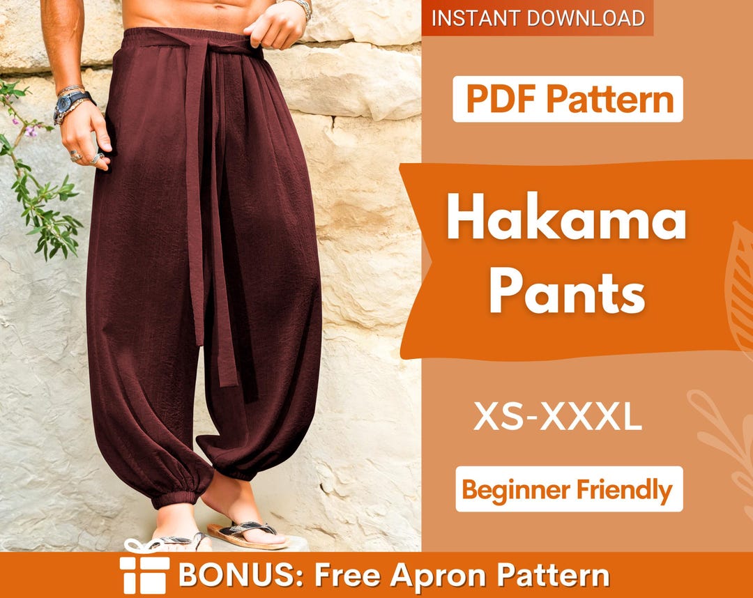 Hakama Pants Sewing Pattern for Men | Japanese Pants Pattern | Men ...