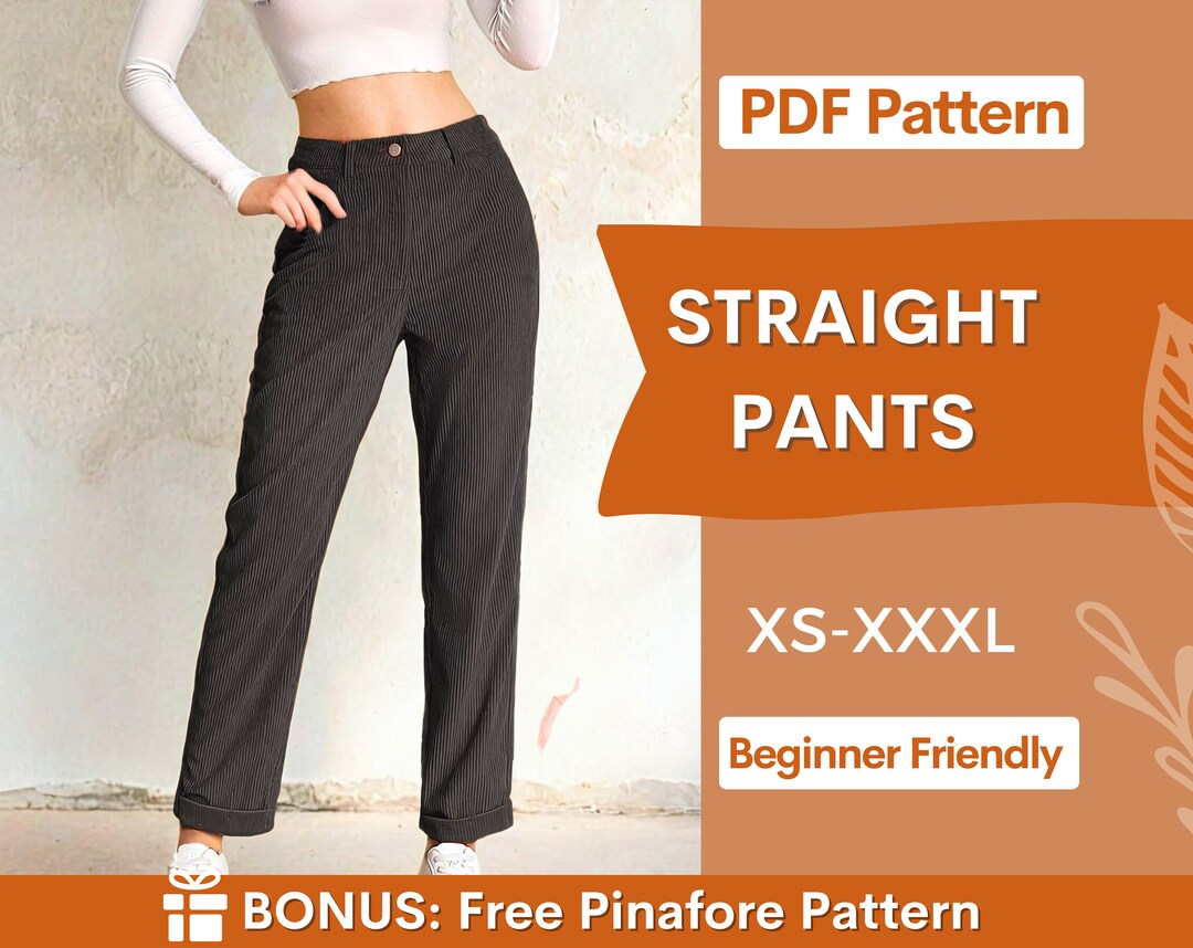 Pants Sewing Pattern Trousers Pattern Women Pants Pattern Straight Leg ...