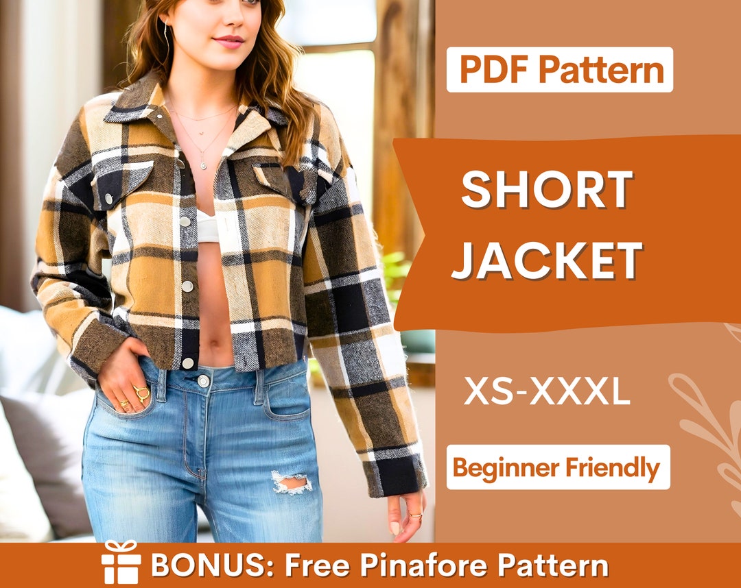 Jacket Pattern, Xs-xxxl,women Short Jacket Sewing Pattern, Women's ...