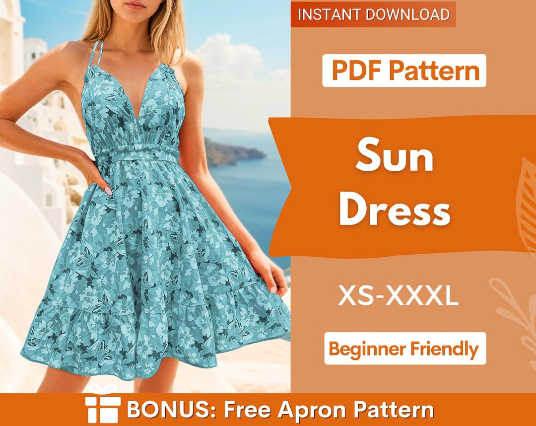 Sundress Sewing Pattern | XS-XXXL | Womens Dress Pattern | Summer Dress Pattern | Backless Dress ...