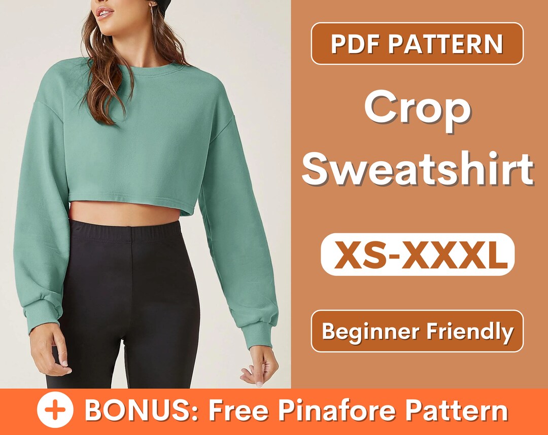 Sweatshirt for Women Sewing Pattern Crop Sweatshirt Pattern - Etsy