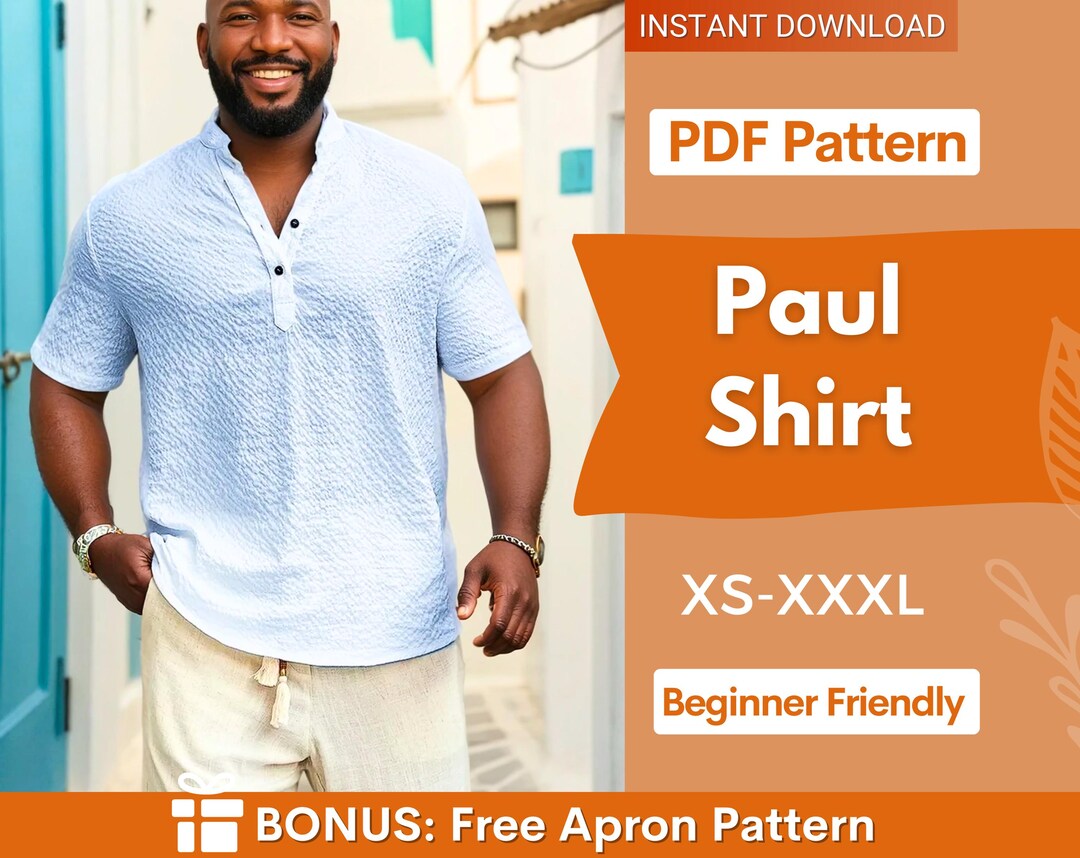 Men's Shirt Sewing Pattern, Shirt Pattern for Men, T-shirt Pattern ...