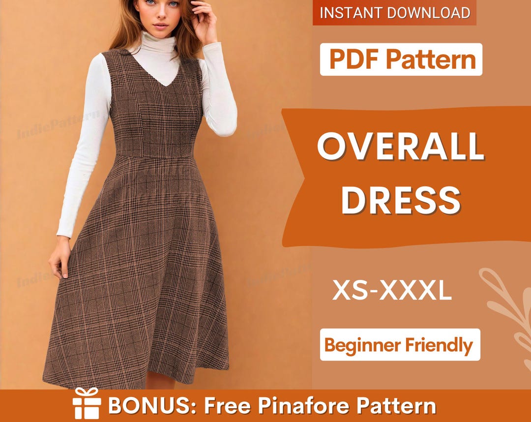 Overall Dress Sewing Pattern Dress Pattern Sewing Patterns Women Dress ...