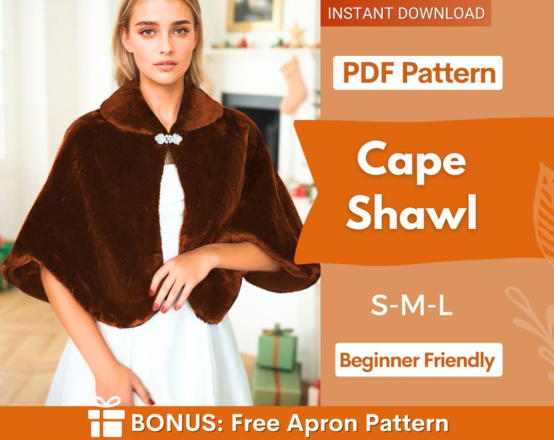 Cape Shawl Sewing Pattern, Cape Sewing Pattern, Shawl Sewing Pattern ...