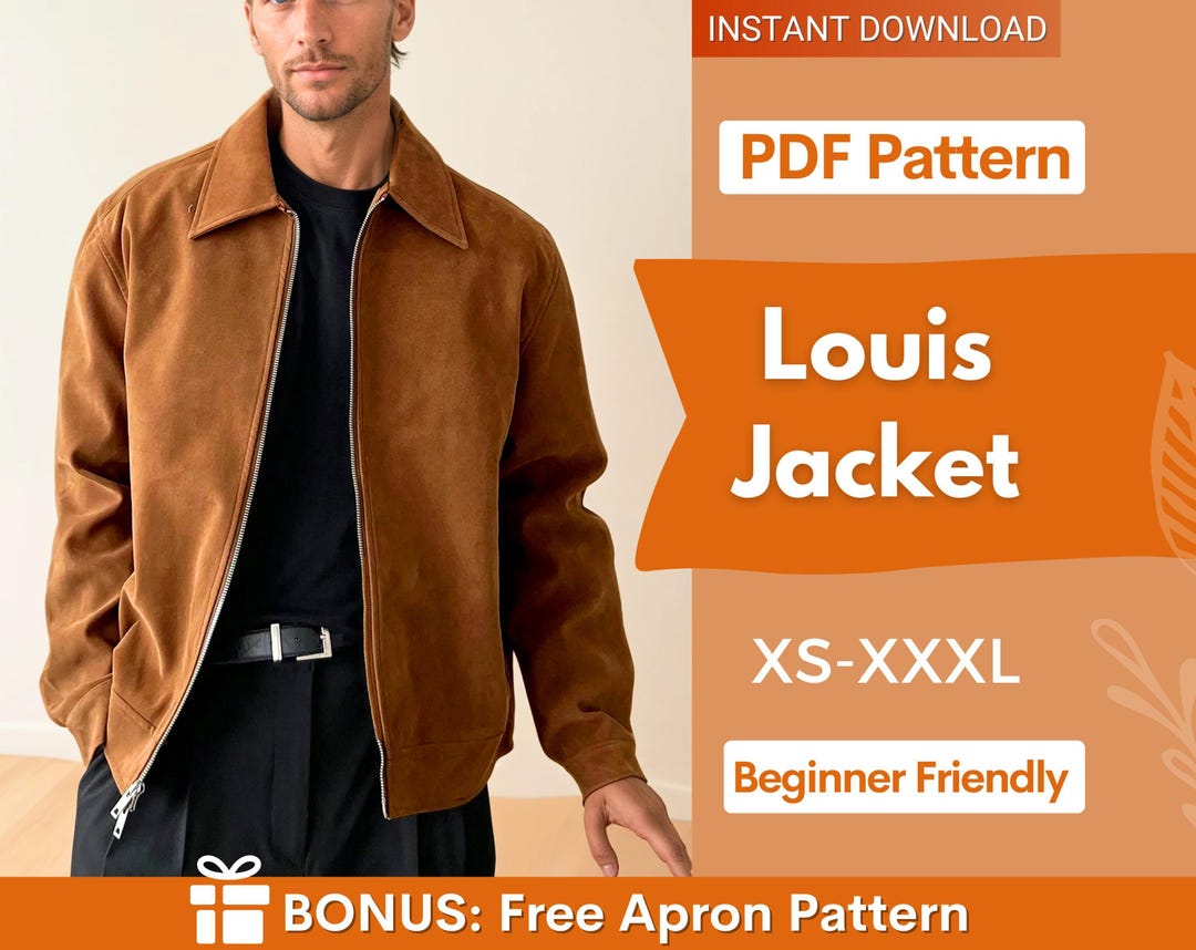 Men Jacket Sewing Pattern, Zip up Jacket Pattern Men Sewing Pattern ...