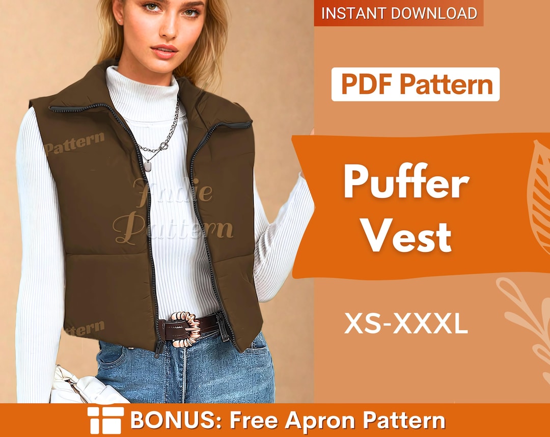 Puffer Vest Sewing Pattern | Puffer Vest | Jacket Pattern | Sewing ...