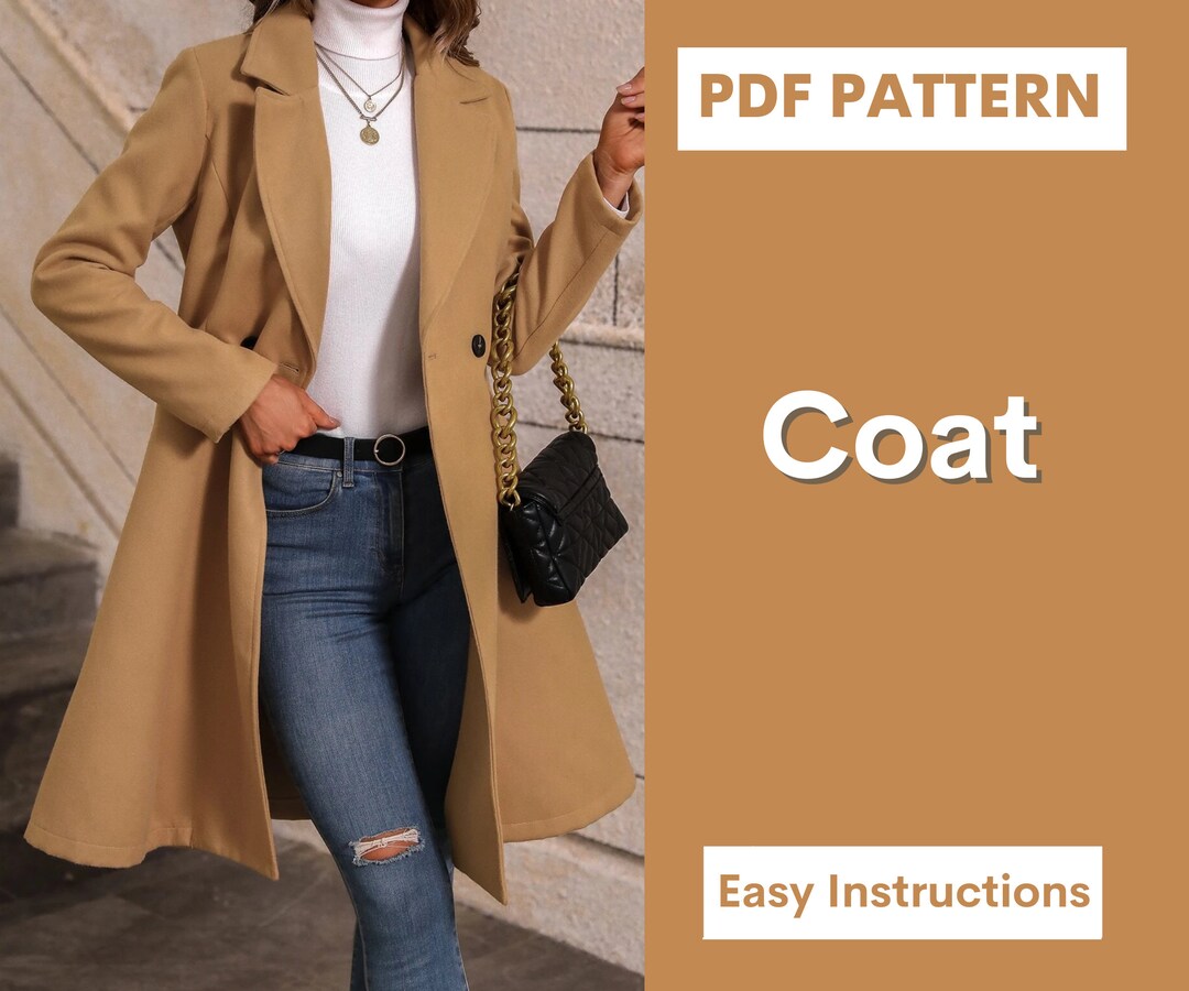 Coat Pattern Winter Coat Sewing Pattern Long Coat PDF - Etsy