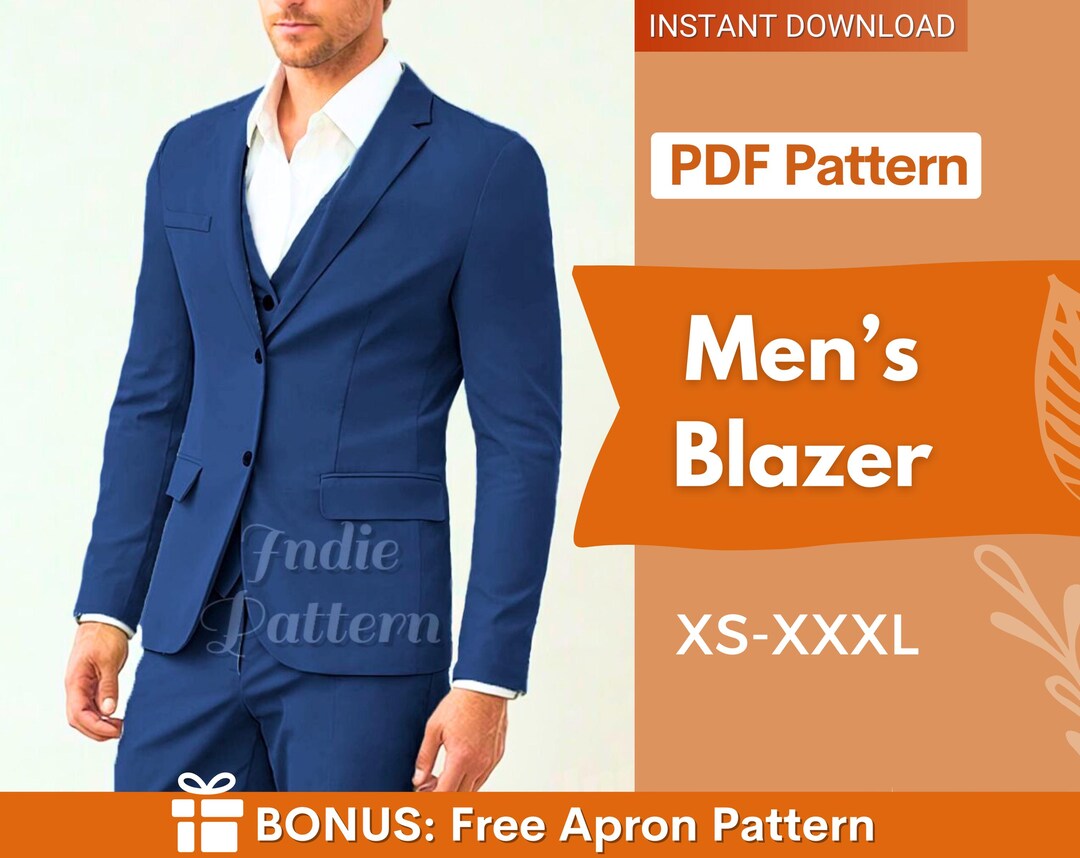 Men Suit Jacket Pattern | Jacket Sewing Pattern Men | Sewing Pattern ...