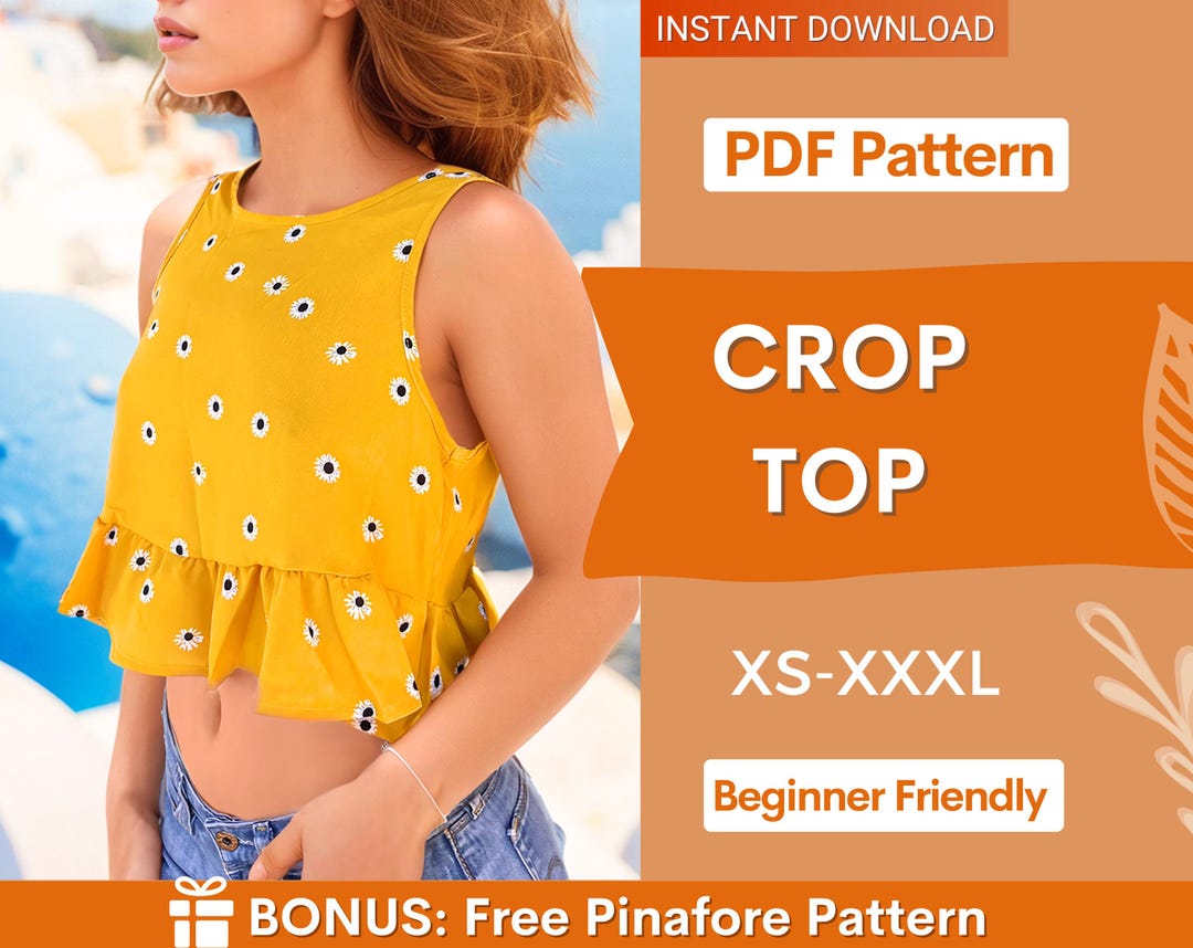 Crop Top Sewing Pattern for Women PDF | XS-XXXL | Women Top Pattern ...