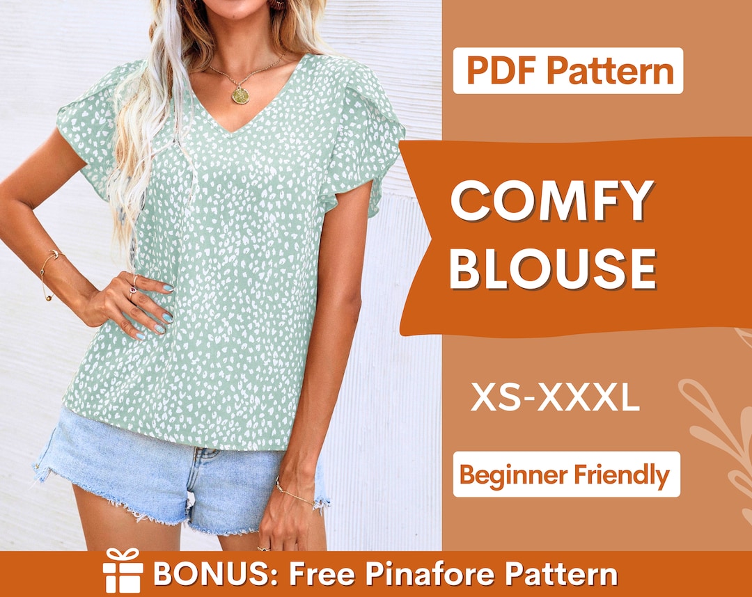 Blouse Sewing Pattern for Women PDF XS-XXXL Top Sewing Pattern Women ...