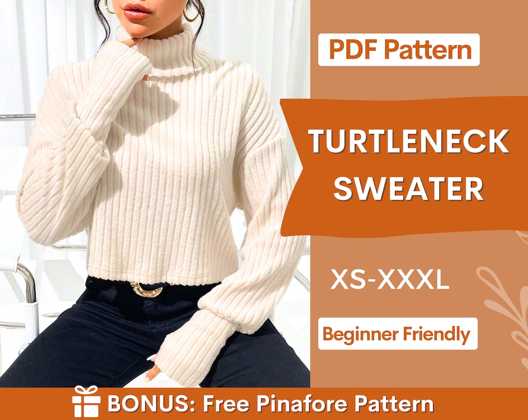 Turtleneck Sweater Sewing Pattern Sweater Pattern Womens Pattern Sewing Patterns Women Sweater ...