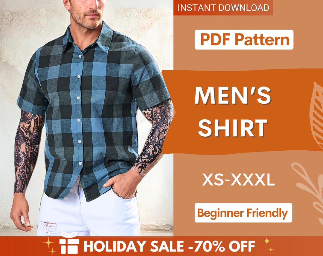 Shirt Sewing Pattern for Men, Men Sewing Pattern, Shirt Pattern, Short ...