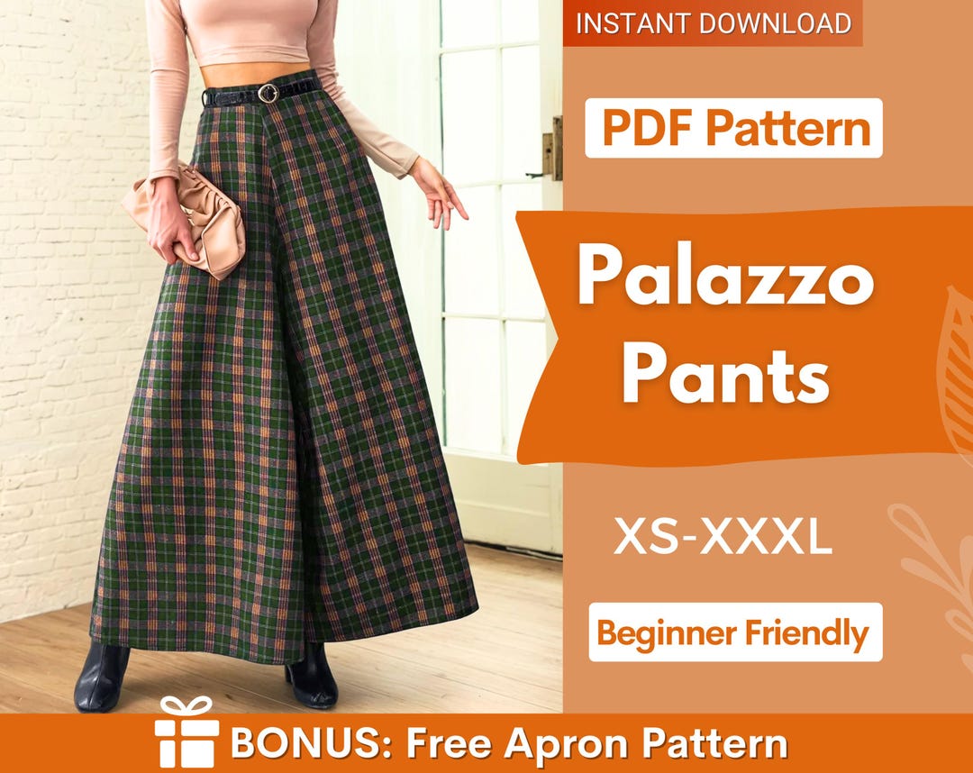 Palazzo Pants Pattern | Women Pants Sewing Pattern | Wide Leg Pants ...