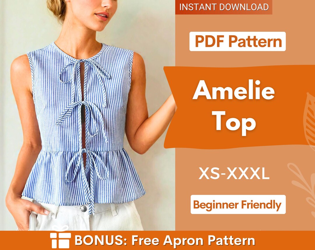 Top Sewing Pattern | Women Sewing Pattern | Blouse Pattern | Front Tie ...