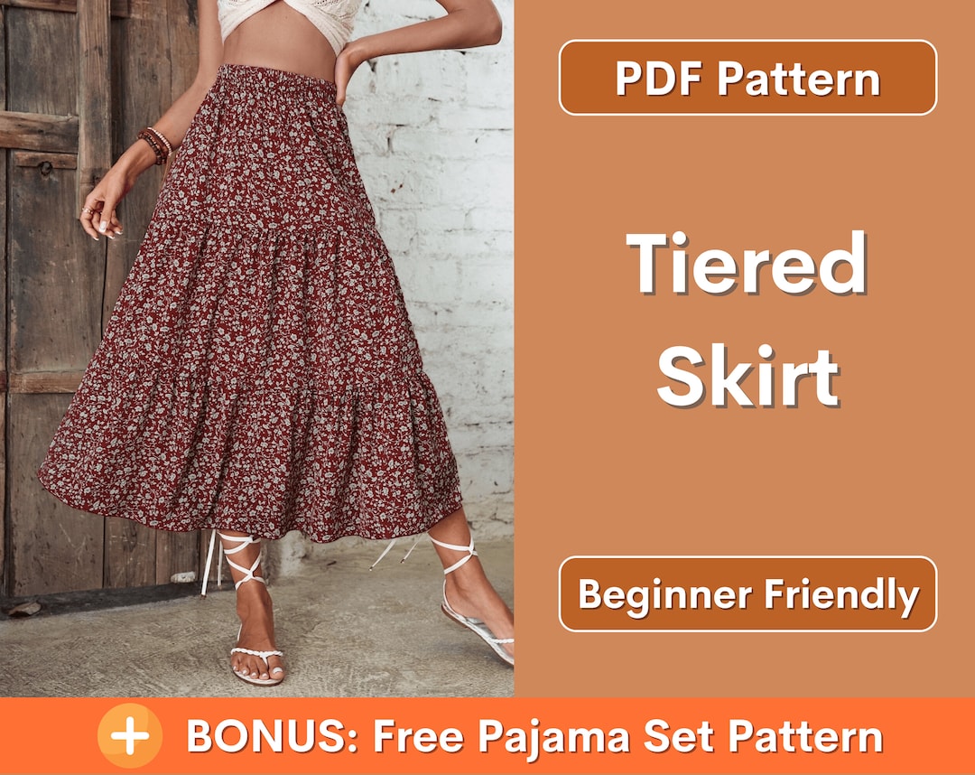 Tiered Skirt Sewing Pattern for Women PDF Skirt PDF Sewing - Etsy
