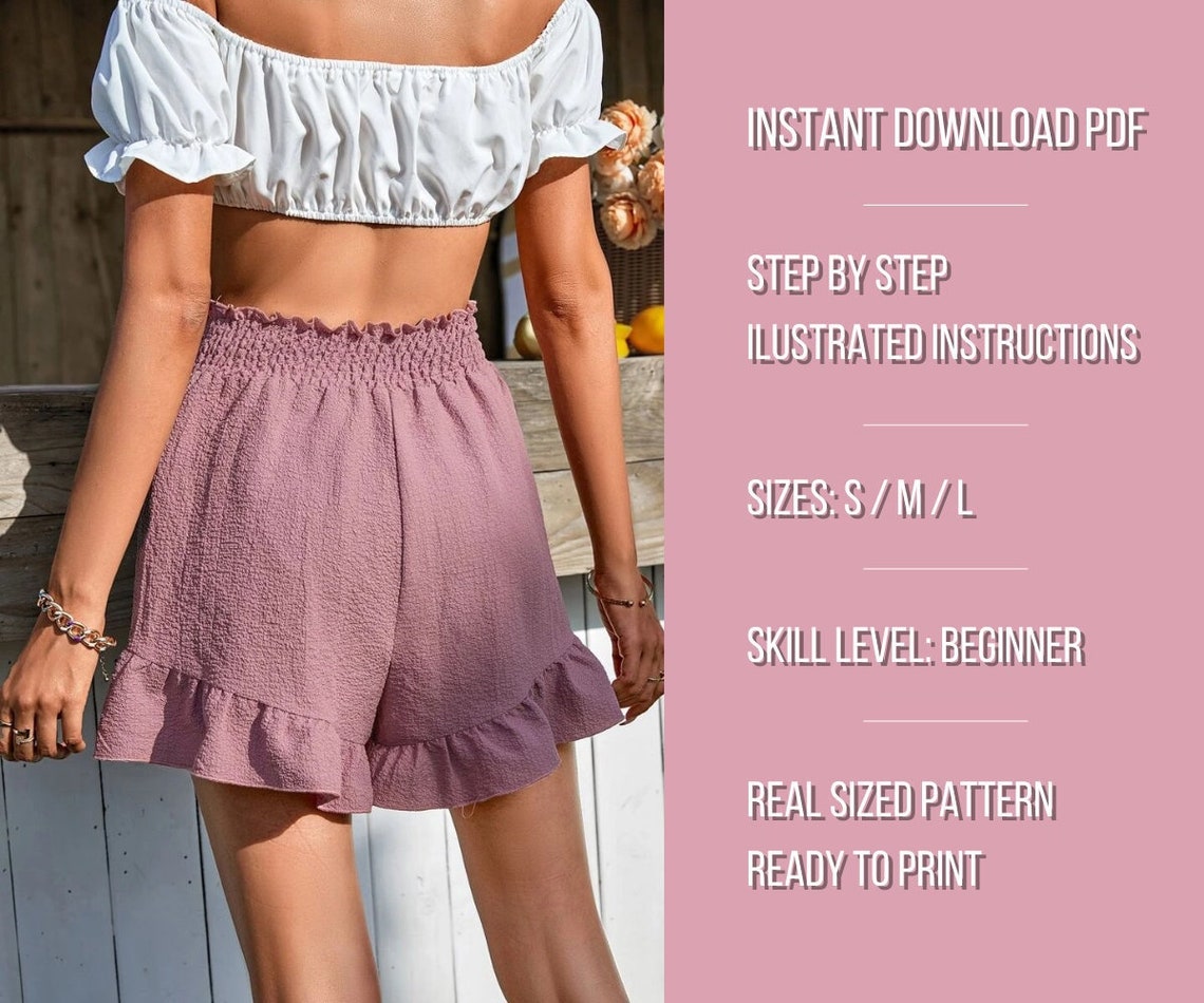 Shorts Pattern High Waisted Shorts Pattern Ruffled Shorts - Etsy