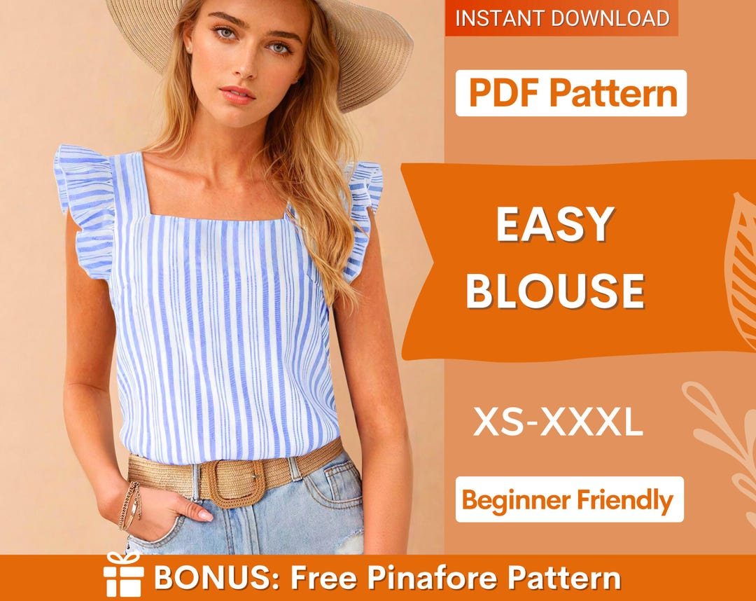 Blouse Sewing Pattern Top Pattern Women Sewing Pattern Easy Blouse ...