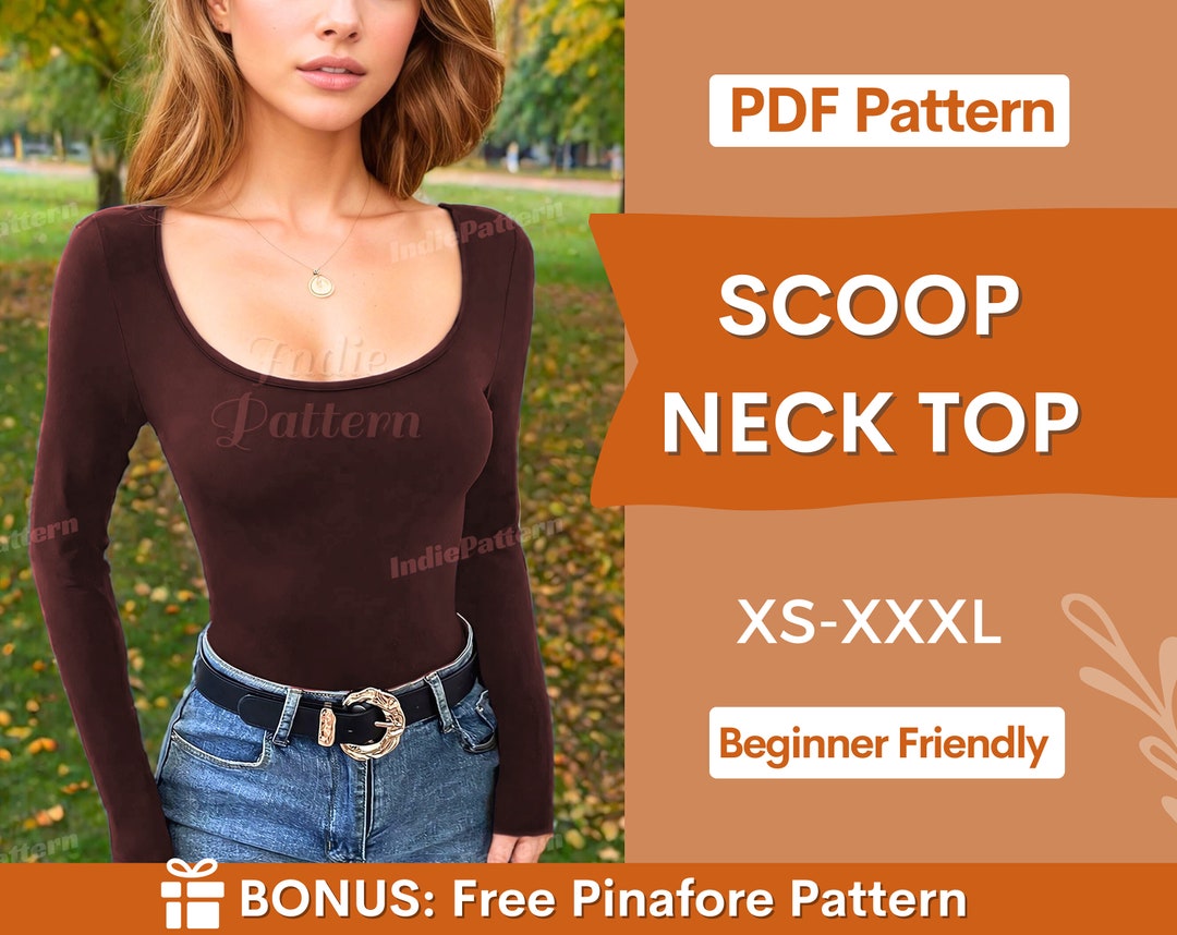 Scoop Neck Top Sewing Pattern Long Sleeve Top Pattern Womens Top Sewing ...