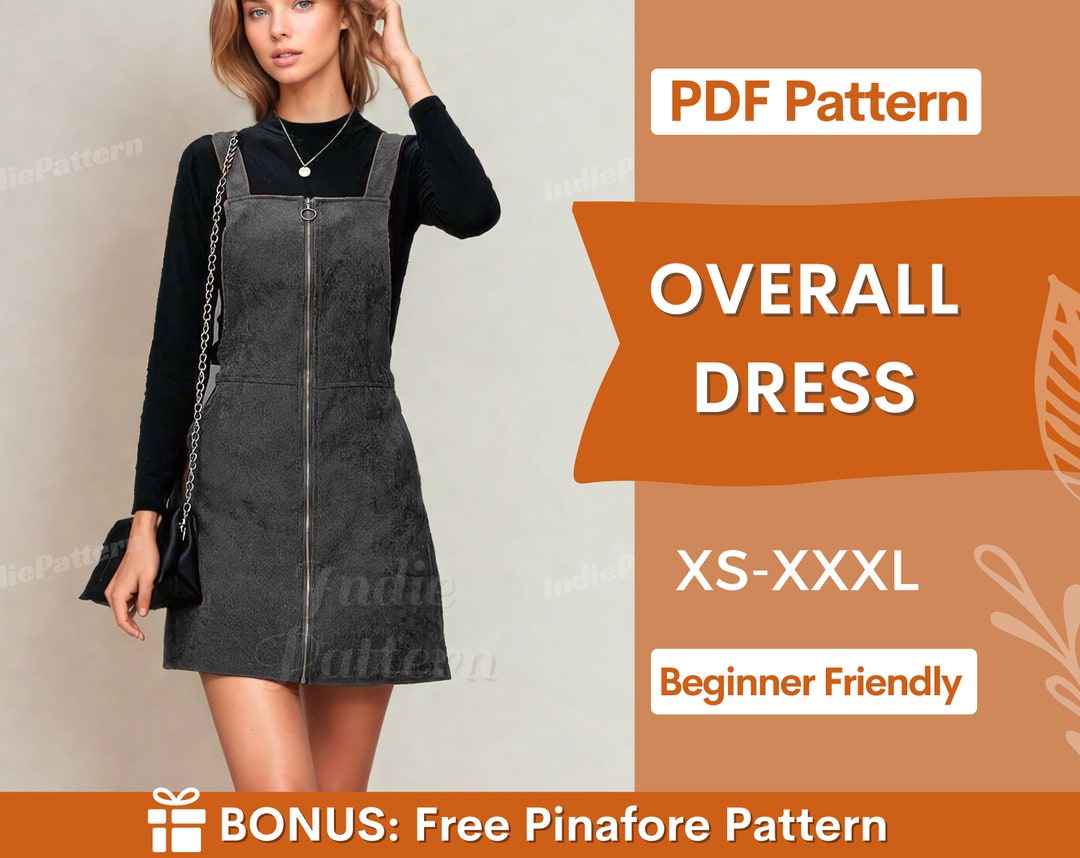 Overall Dress Sewing Pattern for Women PDF, Women's Dress Pattern ...