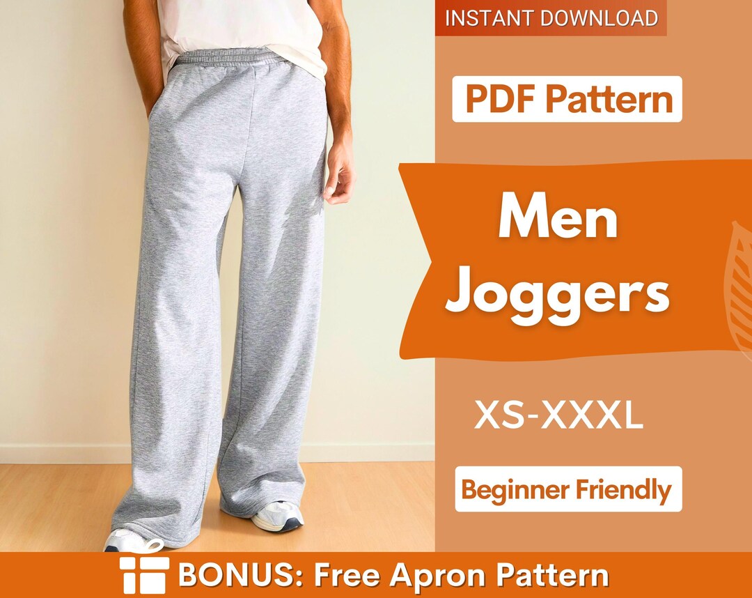 Men Joggers Sewing Pattern, Jogger Pattern, Sweatpants Pattern Men, Men ...