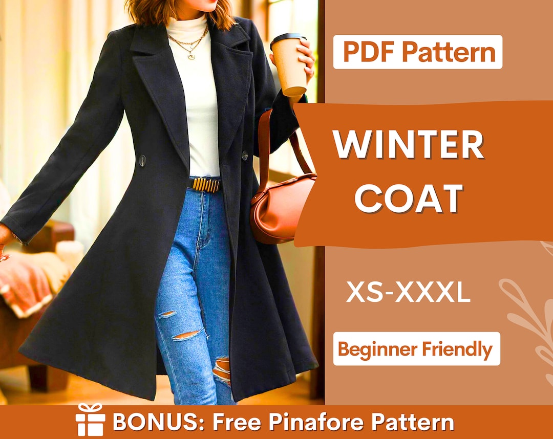 Winter Coat Sewing Pattern Women PDF Coat Pattern Long Coat PDF Pattern ...