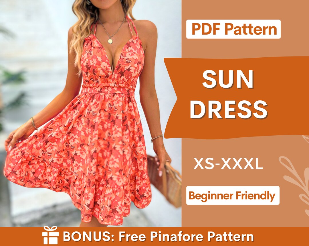 Sundress Sewing Pattern XS-XXXL Womens Dress Pattern Summer Dress Pattern Backless Dress Pattern ...