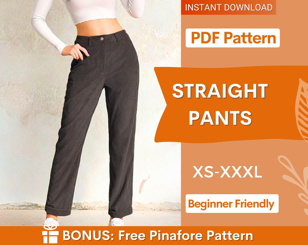 Pants Sewing Pattern Trousers Pattern Women Pants Pattern Straight Leg ...
