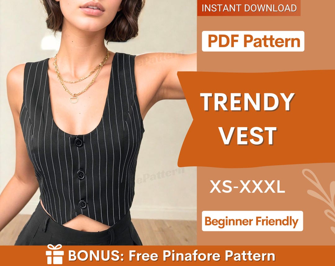 Vest Pattern, XS XXXL, Sewing Pattern PDF, Women Vest Pattern ...