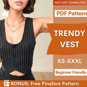Vest Pattern, XS XXXL, Sewing Pattern PDF, Women Vest Pattern ...
