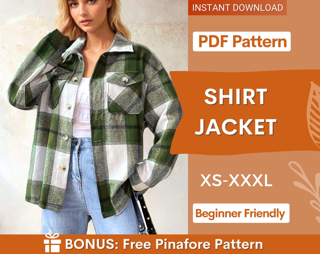 Shirt Jacket Pattern, Women Shirt Sewing Pattern, Women's Jacket ...