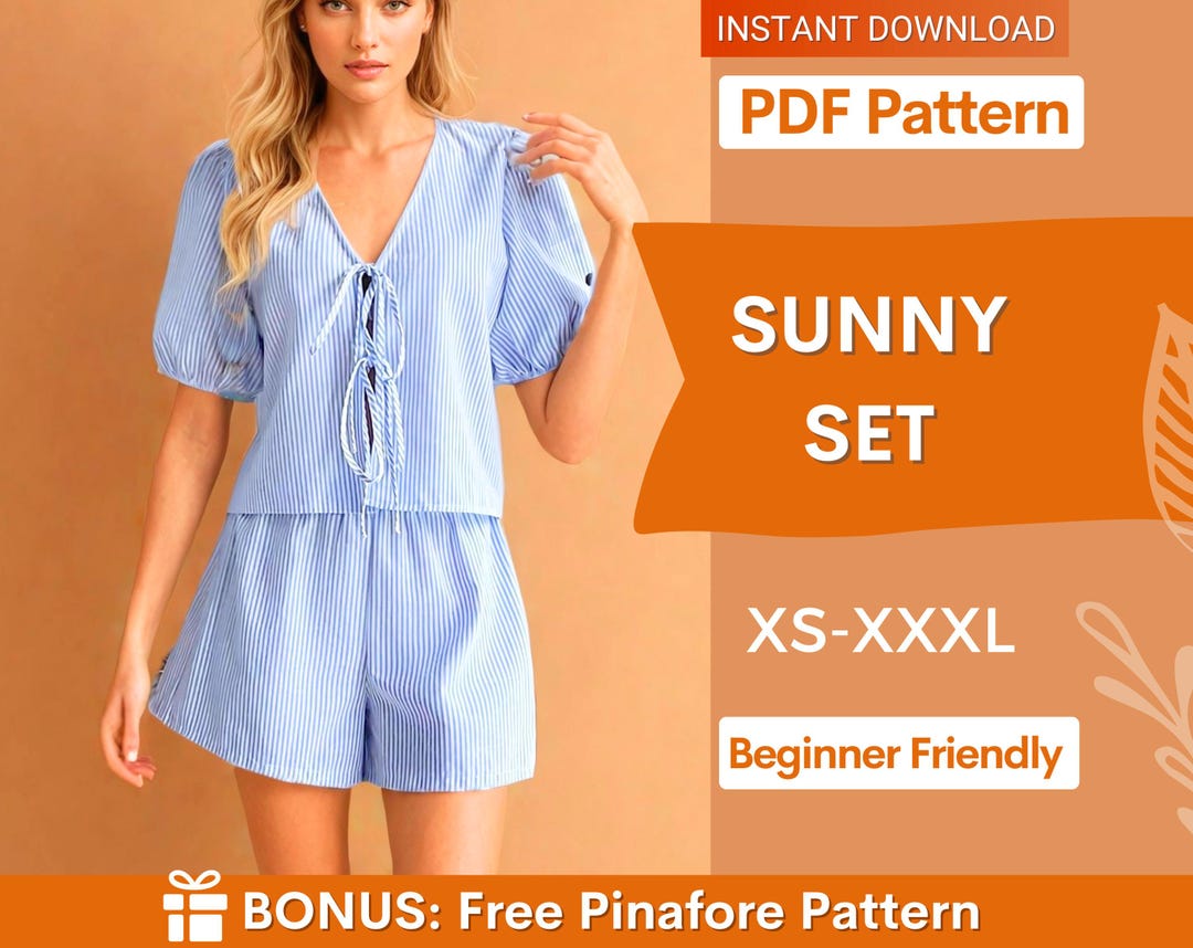 Blouse & Shorts Sewing Pattern Sewing Pattern Women Shorts Sewing ...