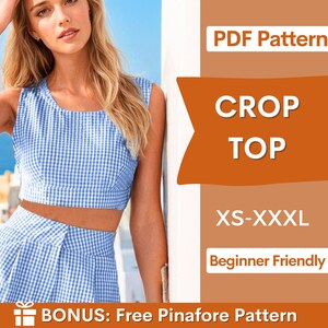 Crop Top Sewing Pattern XS-XXXL Open Back Top Pattern Summer Top ...