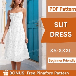 Slit Dress Sewing Pattern for Women PDF XS-XXXL Womens Dress Pattern ...