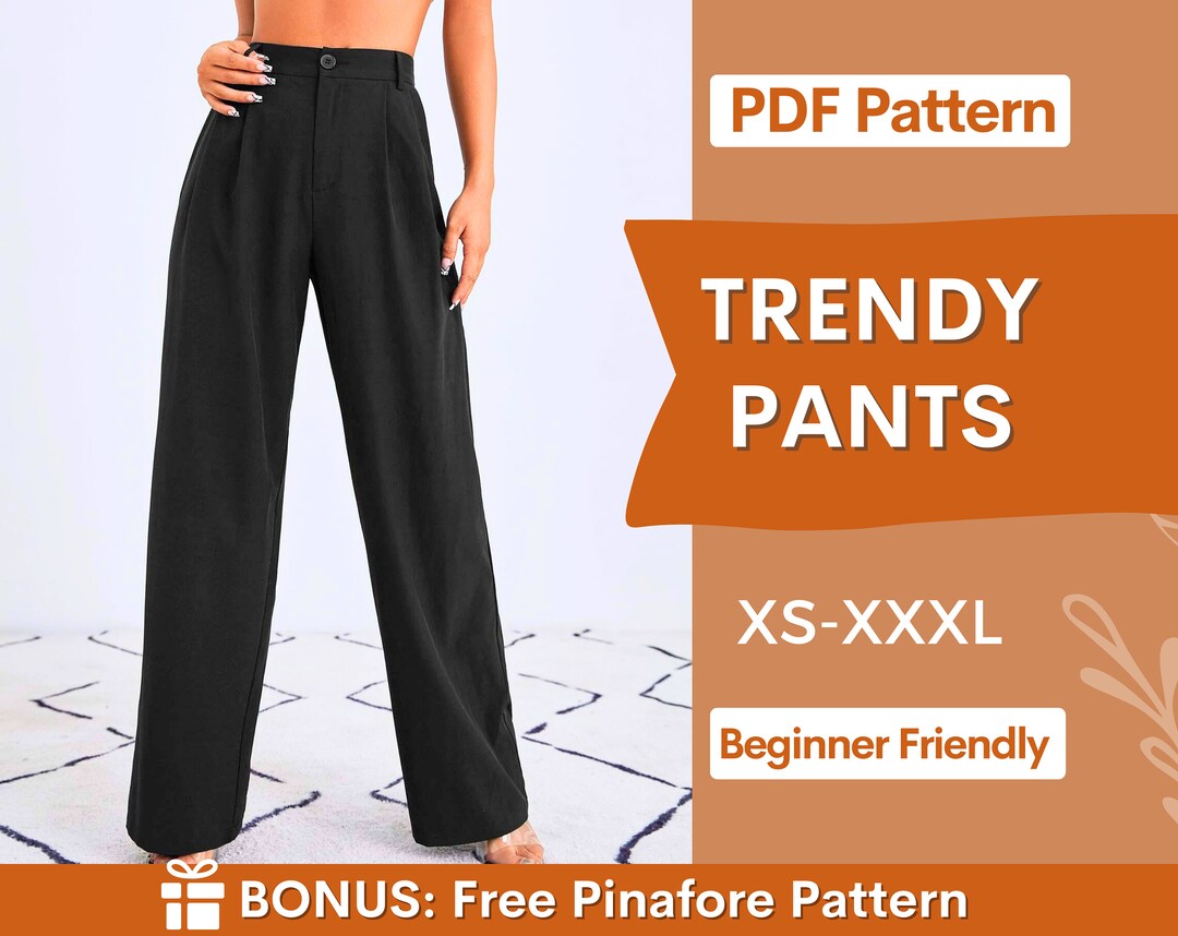 Wide Leg Pants Pattern XS-XXXL Trendy Pants Sewing Pattern Pants ...