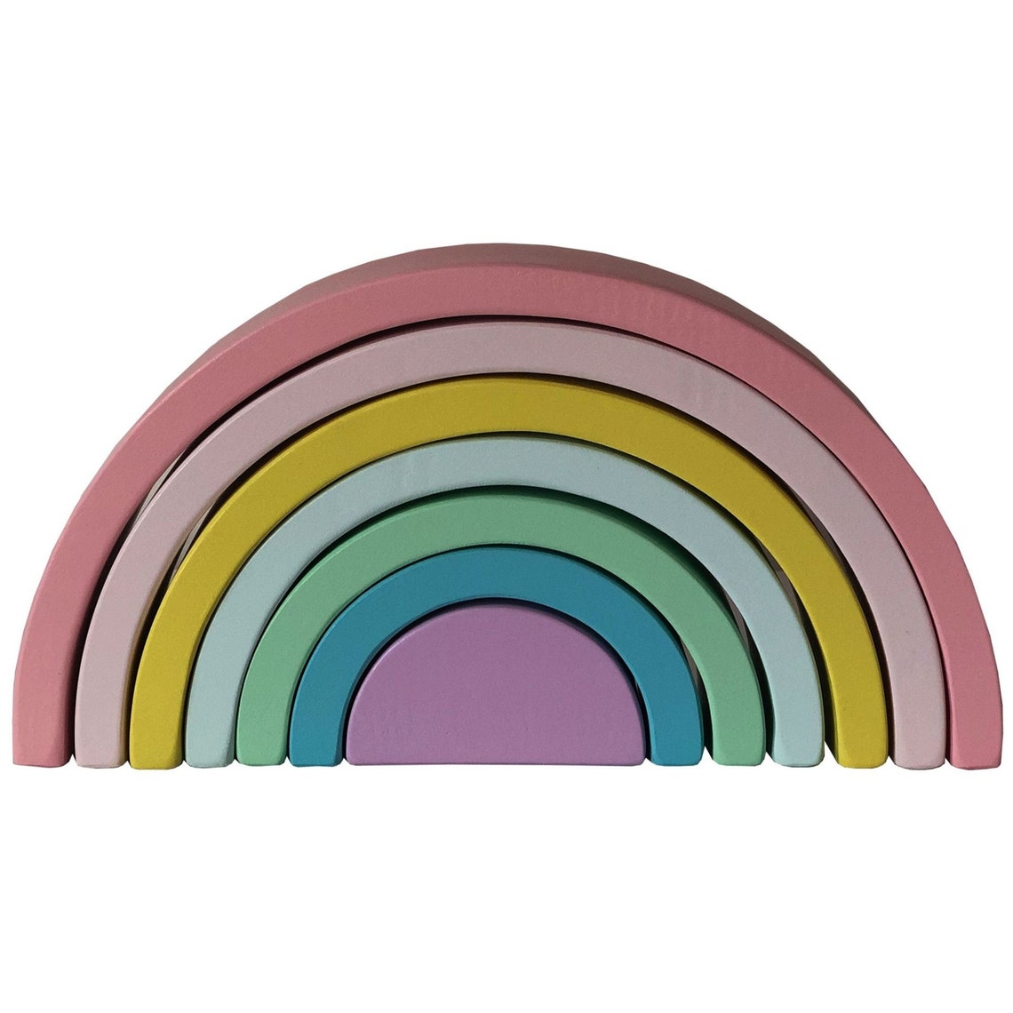 Set of 3 Wooden Pyramid Rainbow Home,montessori Stacking Toy,rainbow ...