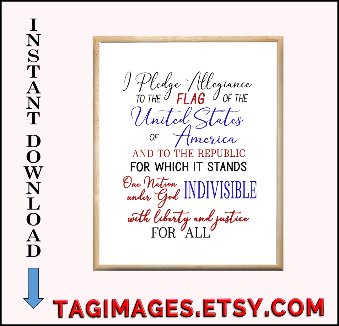 Pledge of Allegiance Patriotic Poster, Instant Download Printable Wall ...