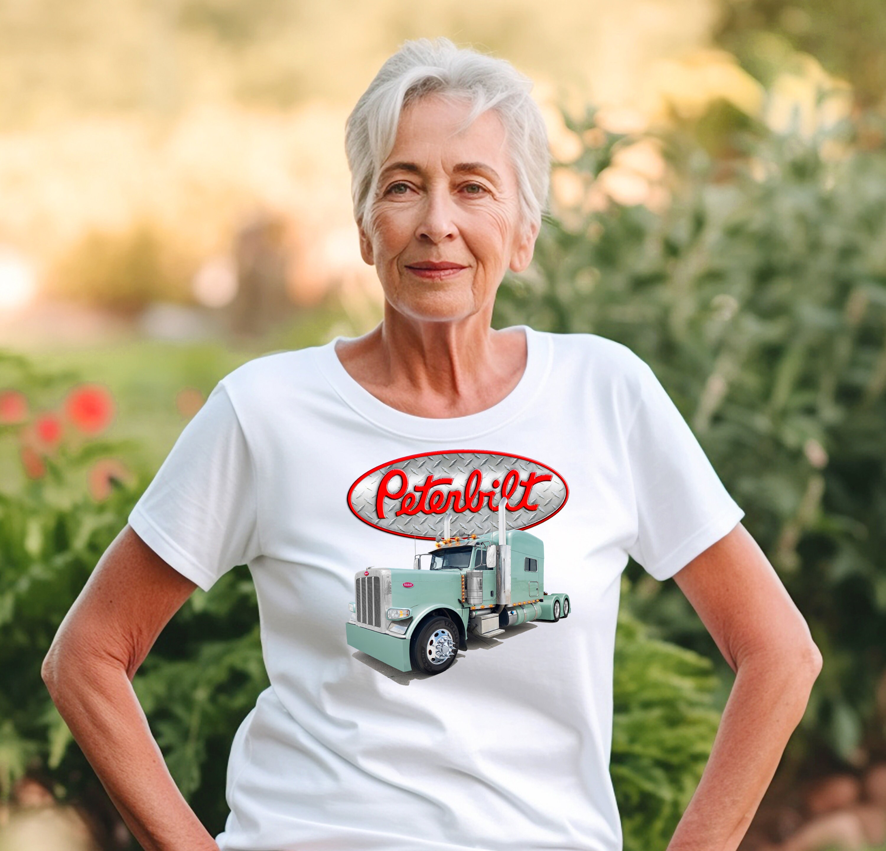 Buy Sage Green Peterbilt Transparent PNG, Gift for Him Trucker T-shirt ...