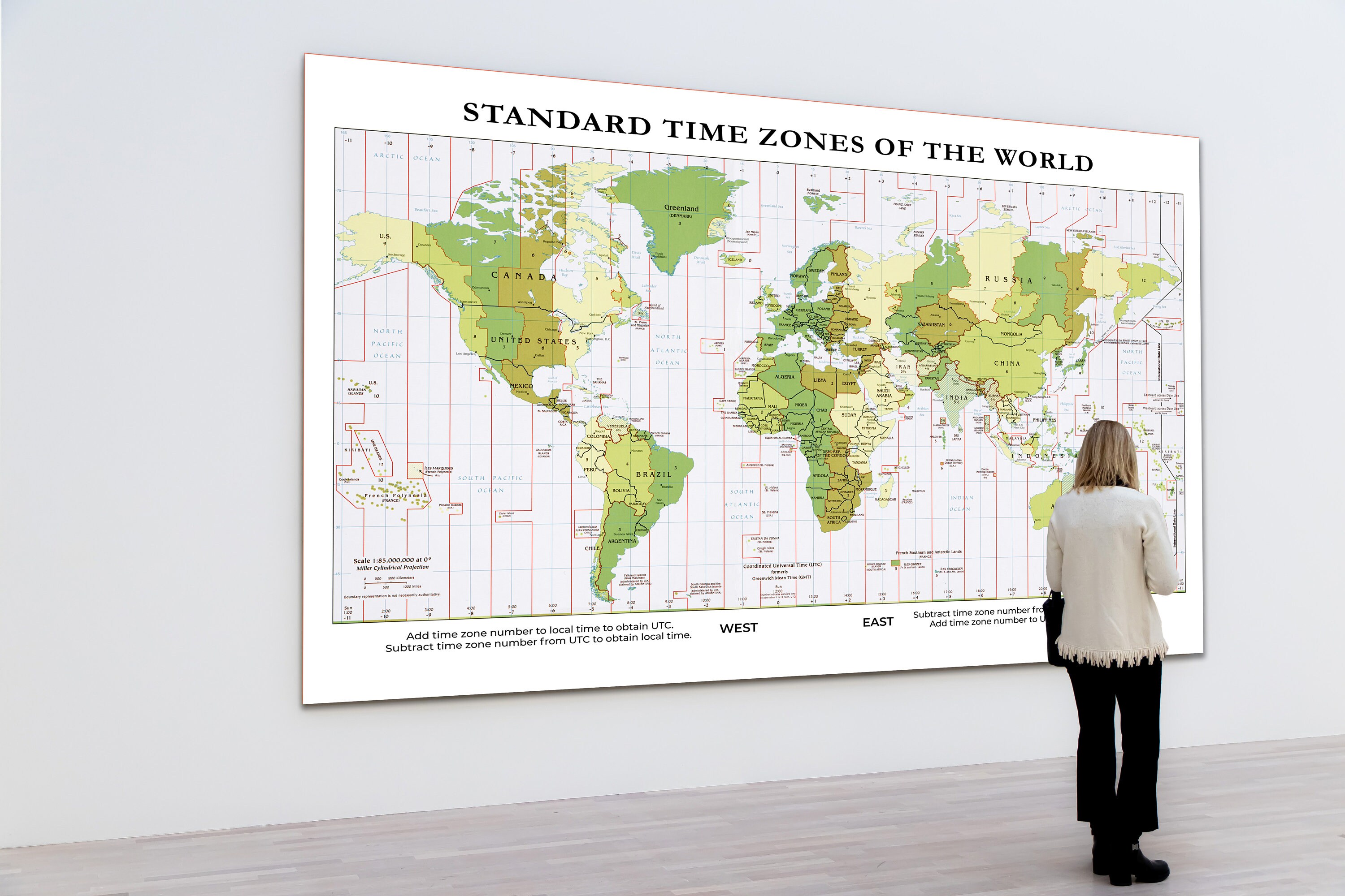 What Time is It World Map Printable Poster With Everybodys Time Zones ...