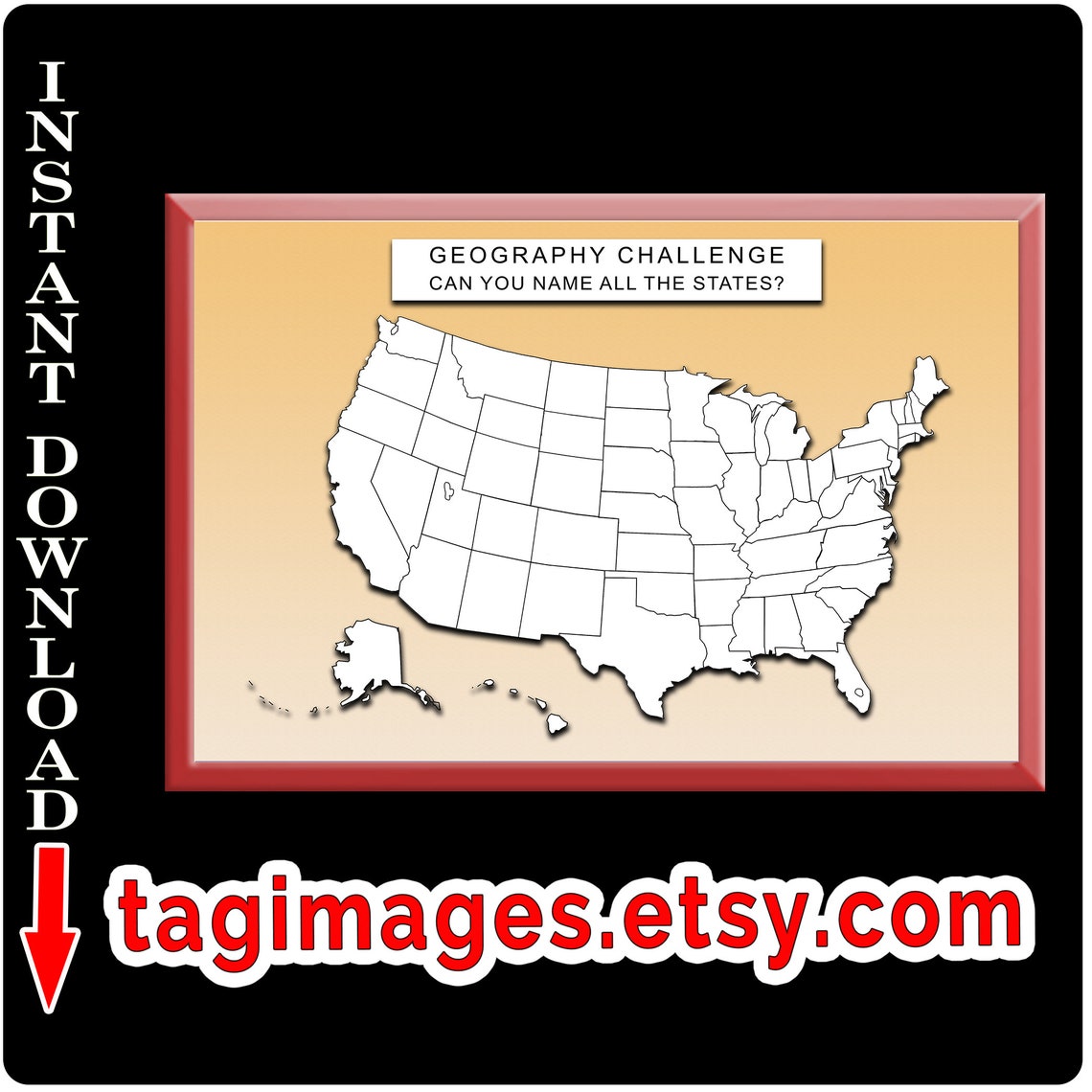 USA Map Educational Poster for School or Home, Instant Download Digital ...