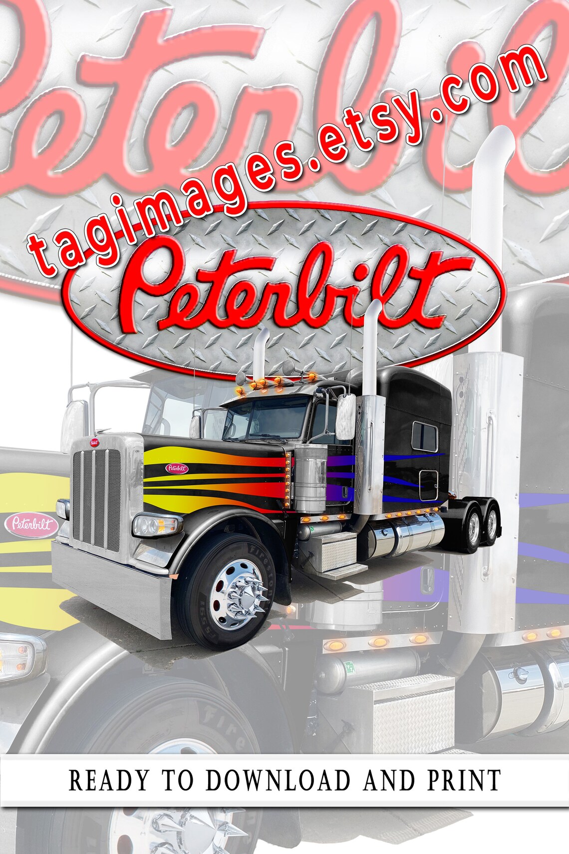 Black Peterbilt on a Transparent PNG File for T-shirts, Mugs, and More ...