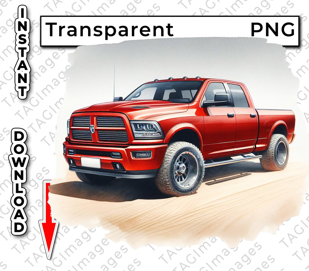 Big Red Truck Dodge Ram PNG to Put on T-shirts, Mugs, and More. Gift ...