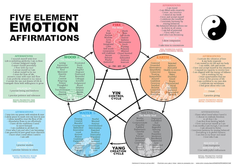 Five Element Meridian Poster Emotions / Affirmations - Etsy
