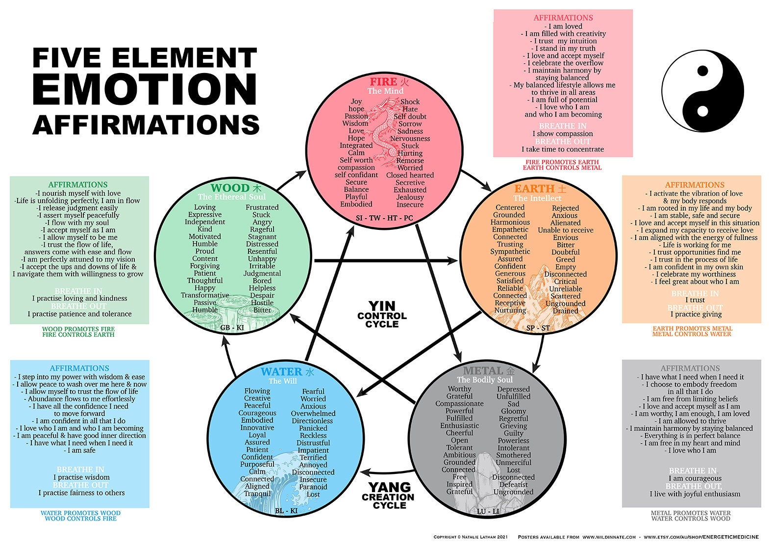 Five Element Meridian Poster Emotions / Affirmations - Etsy