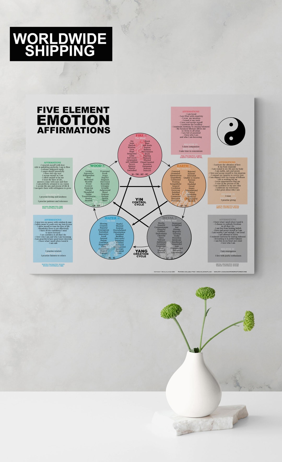 Five Element EMOTIONS AND AFFIRMATIONS Chart - Etsy