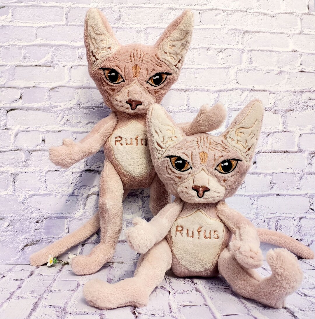 Two Cats Plush, Cat Sphynx, Hairless Cat, Custom Cat Doll, Stuffed ...