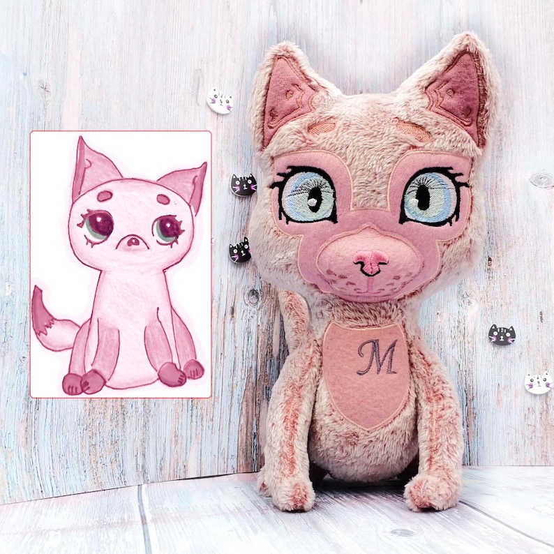A Toy Made From Drawing, Custom Cat Plush - Etsy