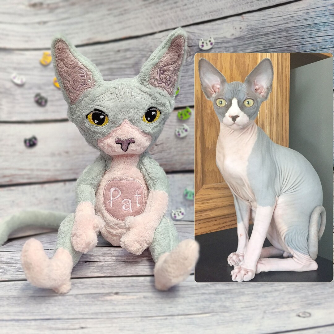 Pet Doll From a Picture, Custom Pet Portrait, Cat Sphynx Plush ...